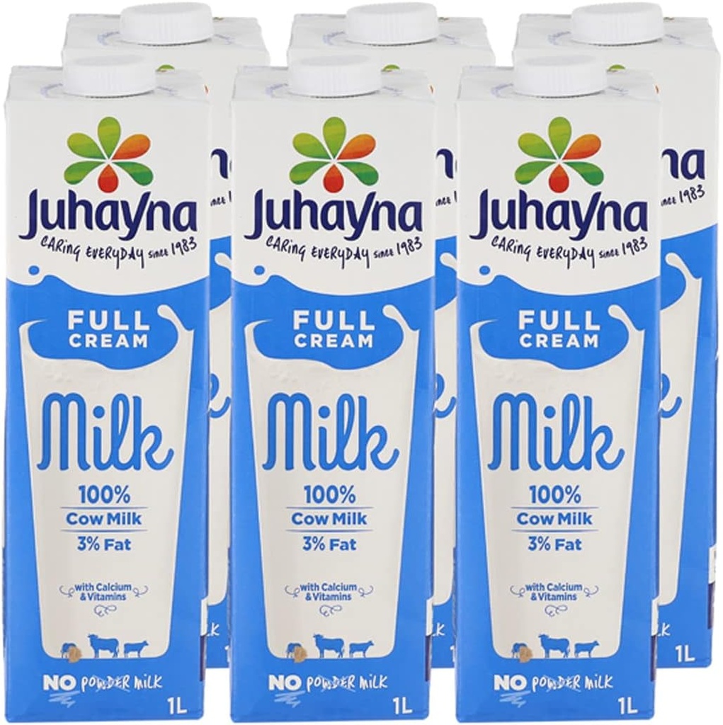 Juhayna Liquid full cream milk 1 liter, set of 6 | WE-SUPPLY